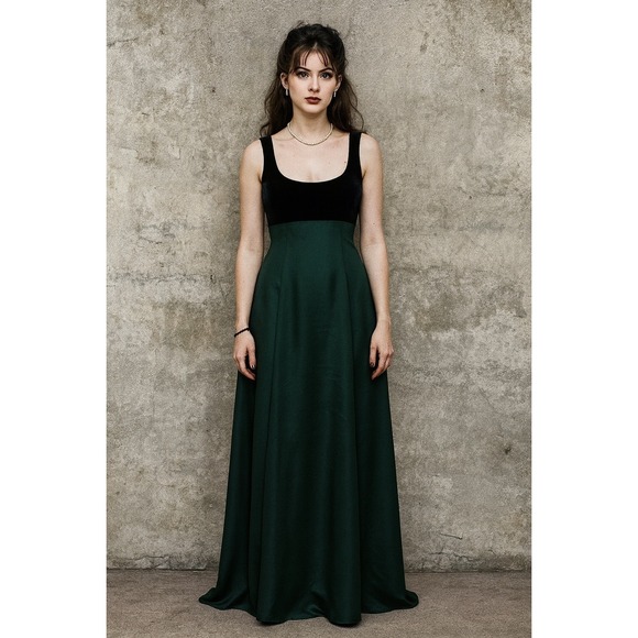Nicole Miller | Dresses | Vintage 9s Nicole Miller Green Velvet Satin ...